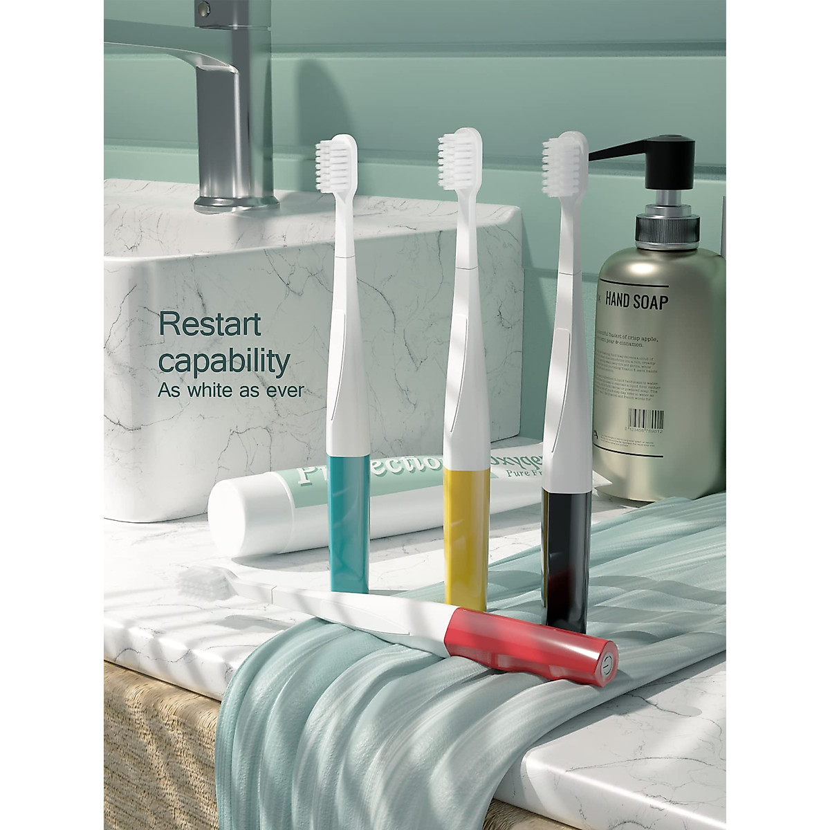 Blenpapa Kids Sonic Electric Toothbrush with Battery Powered 31000VPM High Vibration, Soft Bristles, Red