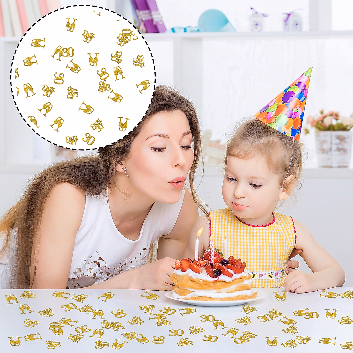 Halodete 30th Birthday Confetti - Dirty 30 Party Table Decorations - Adult Birthday Confetti - Happy 30th Anniversary Table Scatter Confetti Decorations - Gold Glitter, 120pcs