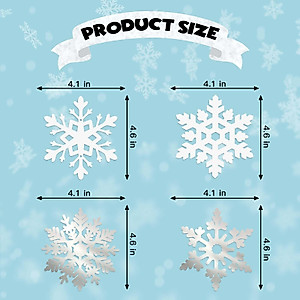 Christmas Winter Wonderland Snowflake Hanging Swirls Party Decoration White Silver Glitter Ceiling Decor Winter Holiday Party Decorative Snowflake Ornaments Garland for New Year Winter Wonderland