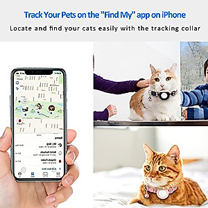 2Pack Airtag Cat Collars, Reflective Air Tag Cat Collar with Breakaway Safety Buckle and Bell, Adjustable Cat Collar with Airtag Holder Compatible with Apple Airtag for Small Pets (Pink)