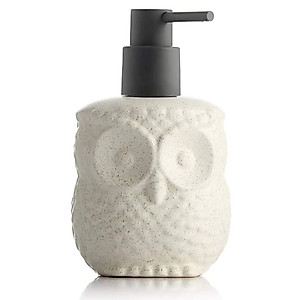 123Arts Ceramic Owl Shape Soap Dispenser Soap Bottle Lotion Bottle with Pump
