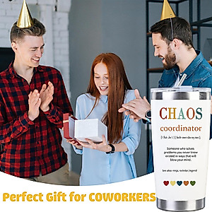 Chaos Coordinator Gifts for Women Thank You Gifts for Women Appreciation Gifts 20 Oz Stainless Steel Tumbler with Lid Straw Brush Unique Gift Idea for Women Lady Teacher Coworker Boss Office Gifts