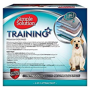 Simple Solution Training Puppy Pads - 6 Layer Dog Pee Pads, Absorbs Up to 6 Cups of Liquid - 23x24in - 100 Count