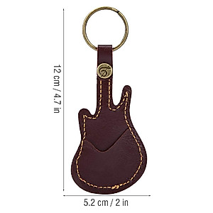 Bnineteenteam Guitar Shaped Guitar Picks Holder Case PU Leather Guitar Plectrum Holder with 5pcs Colorful Picks for Guitar Players(Brown) Performance Accessory