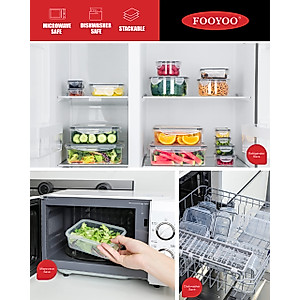 FOOYOO 56 Pcs Large Food Storage Containers Set with Lids (28 Containers & 28 Snap Lids) - Airtight Plastic Containers for Pantry & Kitchen Organization, BPA-Free, Leak-Proof with Labels & Pen