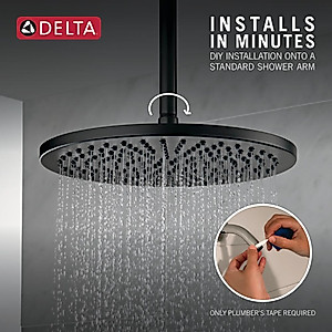 Delta Faucet Single-Spray Raincan Shower Head, Black Shower Head, Rainfall Shower Head, Round Shower Head, Metal Shower Head, 2.5 GPM Flow Rate, Matte Black 52158-BL25