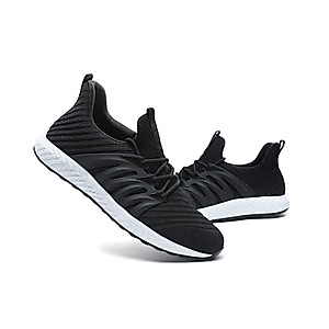 TUTPTH Men Women Slip On Walking Shoes Lightweight Casual Running Sneakers Black41