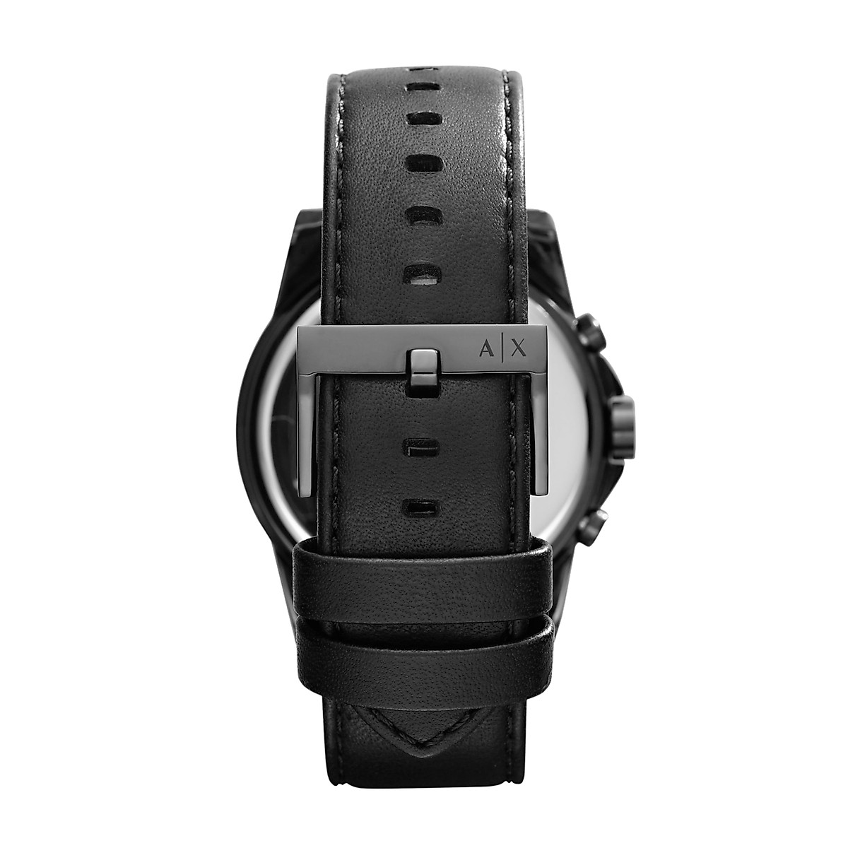 A｜X ARMANI EXCHANGE Men's Chronograph Black Stainless Steel & Black Leather Band Watch (Model: A|X2098)