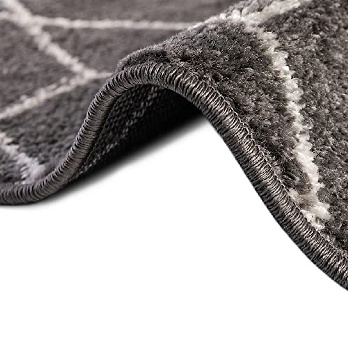 Unique Loom Trellis Frieze Collection Area Rug - Geometric (2' x 8' 8" Runner, Dark Gray/ Ivory)