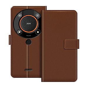 MILEGAO for AGM Glory Qualcomm 5G Case, Premium Magnetic PU Leather Cover with Card Holder and Kickstand, Fashion Flip Case for AGM Glory Pro 5G 6.53 inches Brown
