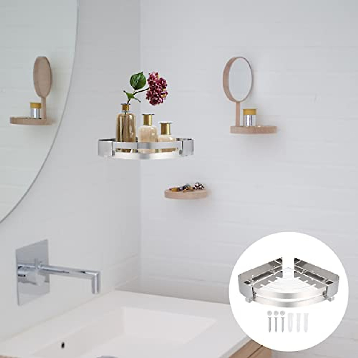 Cabilock Bathtub Shelf Corner Shower Caddy shower wall caddy floating shower shelf hanging shelf bathroom Stainless Steel Wall Bathroom Caddy