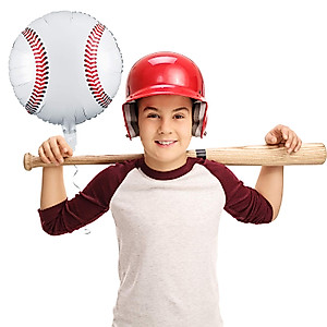 6 Pack 18 Inches Baseball Balloons Baseball Party Decorations Foil Balloons for Baseball Themed Party Supplies Summer Birthday Sports Party Favors Baby Shower Decoration