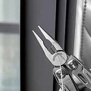 T TOVIA Multitool Pliers, 14 in 1 Stainless Steel Foldable Pliers Pocket Knife with Screwdriver, Bottle Opener, Light, Scissors, with Canvas Bag for Outdoor Survival Camping Simple Repair