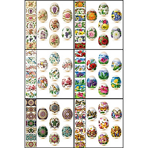 Easter Egg Wraps for 42 Hen Eggs, 6 Sleeves, 42 Designs, Heat Shrink, Pysanka #1