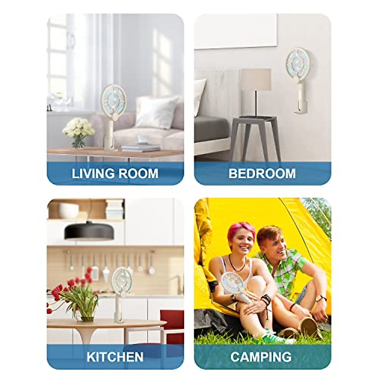 AICase 2 in 1 Foldable Portable Bug Zapper Racket,Rechargeable Fly Swatter with Trap Light,Compact Electric Zapper Indoor and Outdoor Use for Bedroom/Kitchen/Backyard/Porch…