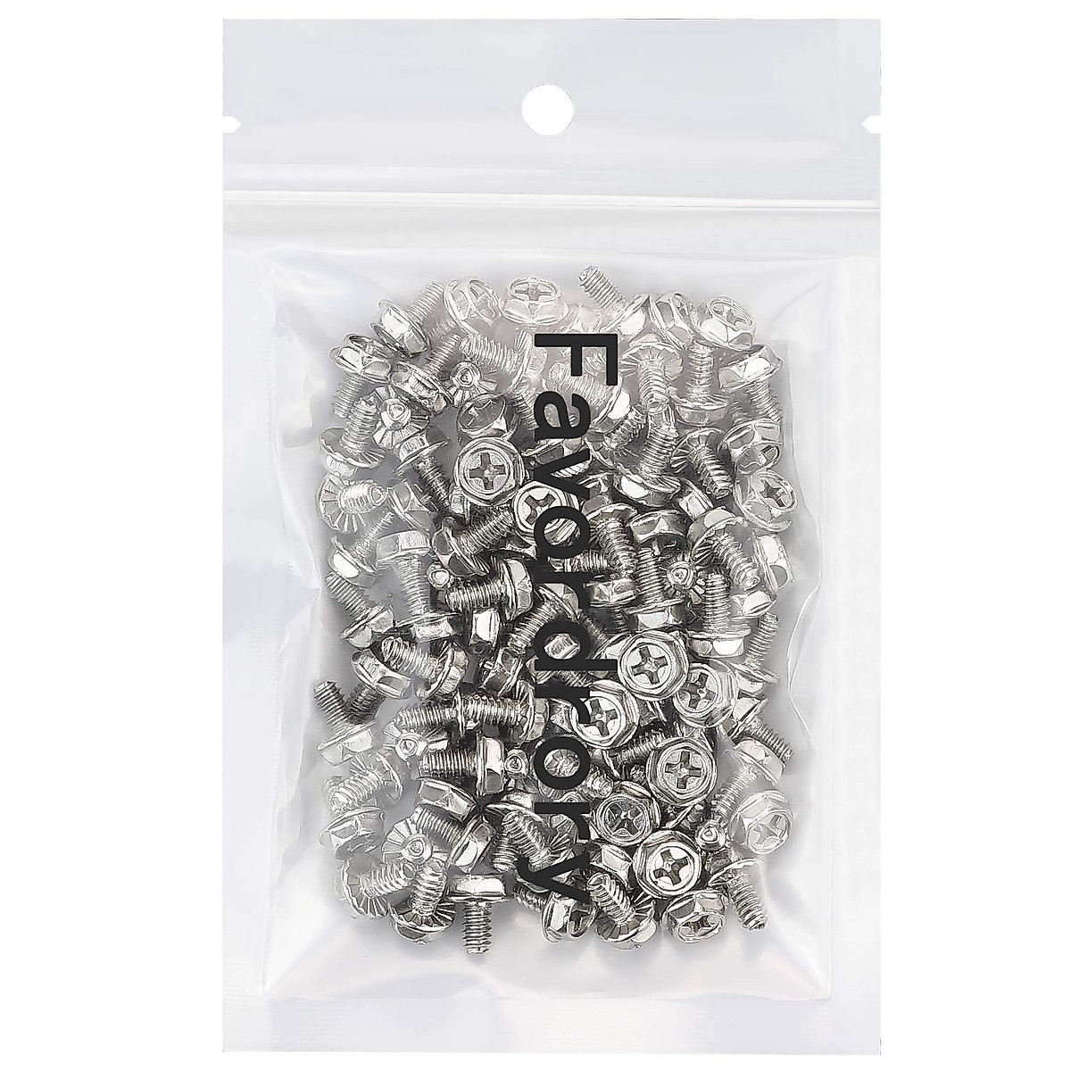 Favordrory Toothed Hex 6/32 Screw 6# -32Computer PC Case Hard Drive Motherboard Mounting Screws, 100 PCS