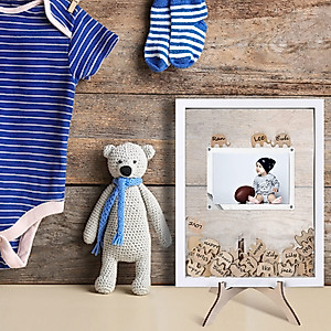 Bucherry Baby Shower Guest Book Alternatives Baby Shower Decor Baby Shower Guestbook Sign Frame with Elephant Sign for Boy Girl Gender Reveal Memory Keepsake Gift Favor, 15 x 12 Inch, White/Clear