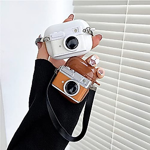 LUVI Compatible with AirPods Pro Retro Camera Case Bag Hand Strap 3D Cartoon Funny Cute Glowing Flash Unique Fashion Shockproof Case for Girls Boys Kids Teens Women