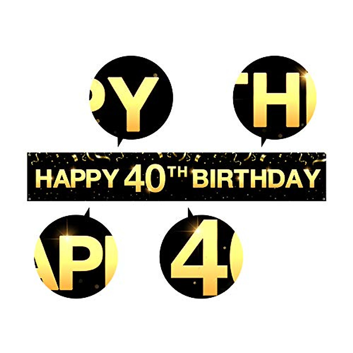 Greatingreat Large Cheers to 40 Years Banner, Black Gold 40 Anniversary Party Sign, 40th Happy Birthday Banner(9.8feet X 1.6feet)
