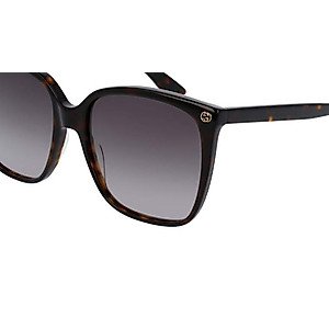 Gucci GG0022S 003 57M Havana/Brown Gradient Square Sunglasses For Women+ BUNDLE With Designer iWear Eyewear Kit