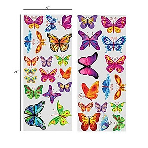 Easy Peel and Stick Instant Home Decor Wall Sticker - Colorful Butterflies Nursery Decals #3005
