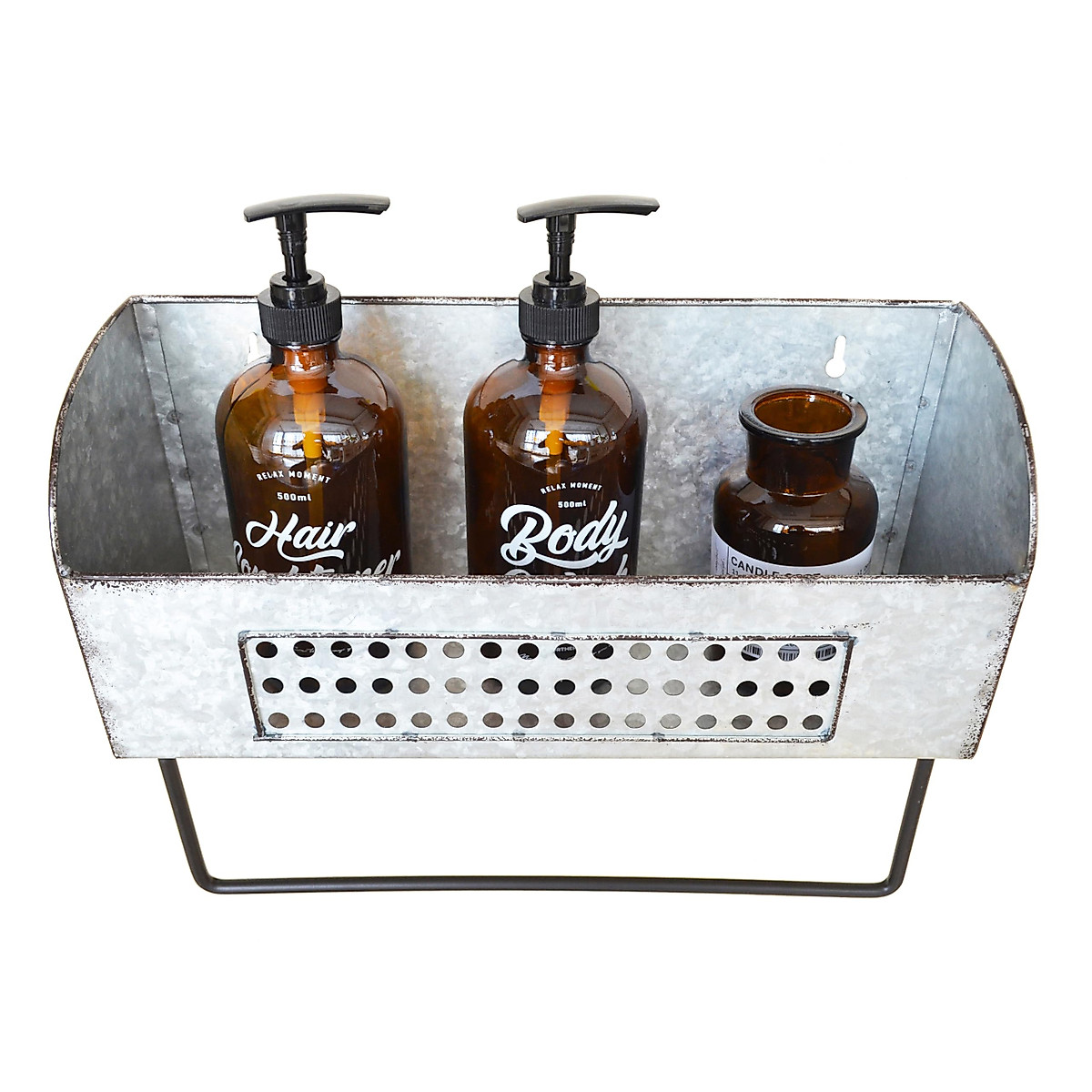 ShabbyDecor Galvanized Metal Bathroom Storage Box with Towel Bar Rustic Toilet Towel Bar Farmhouse Bathroom Accessories