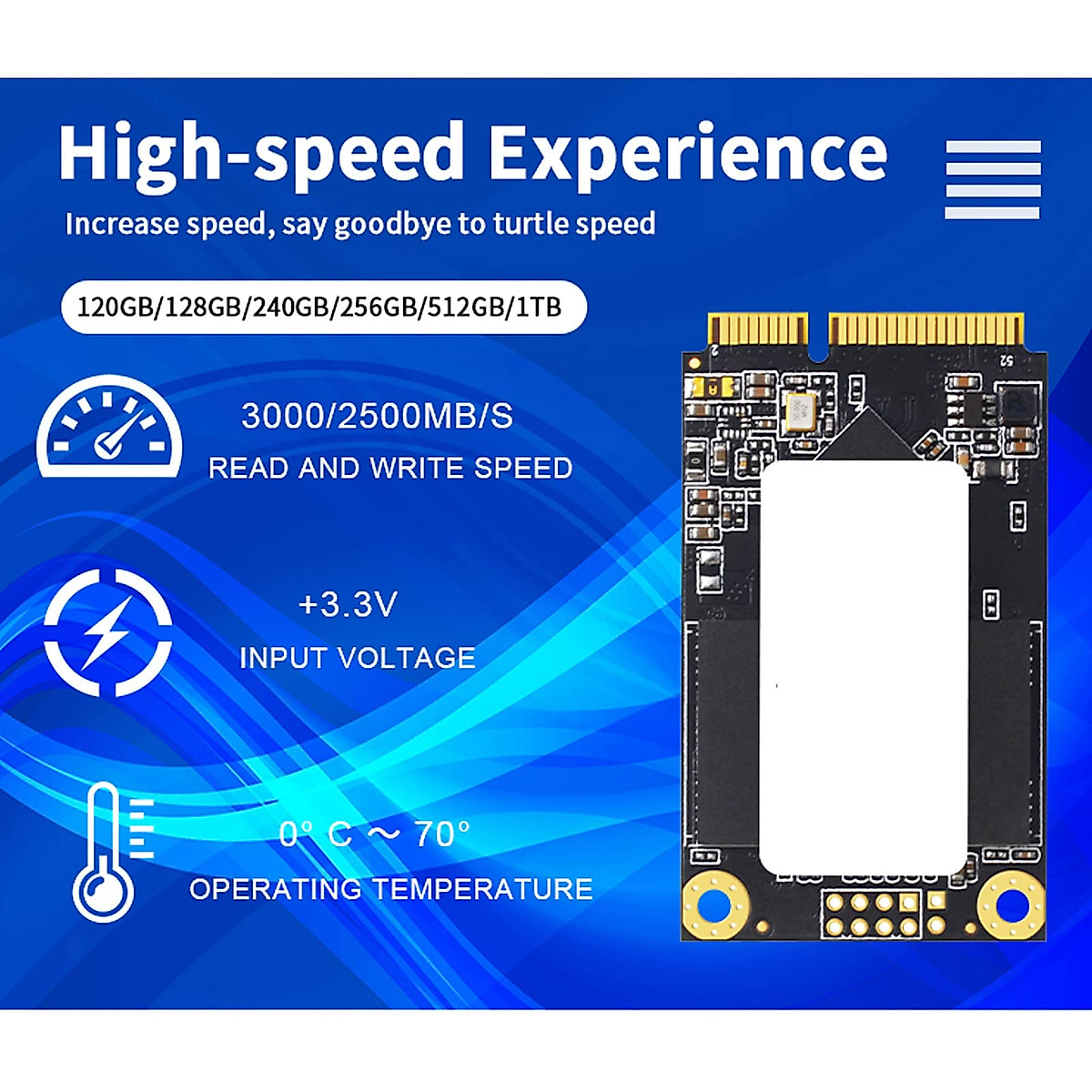 Septpenta 512GB Msata SSD, 465M/S Respond Quickly Stable Transmission 512GB Desktop SSD, Plug and Play for SATA3, M.SATA, M.2 SATA Interface Deveces for Desktop Laptop Terminal