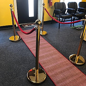 LVYIHAN 2 Pack Velvet Stanchion Rope Red, 5 Ft Crowd Control Ropes Barrier with Gold Hooks, Hanging VIP Rope for Party Decoration