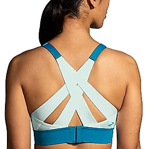 Brooks Women's Interlace Sports Bra for High Impact Running, Workouts & Sports with Maximum Support - Nile Green/Lagoon/Light Mint - 40 C/D
