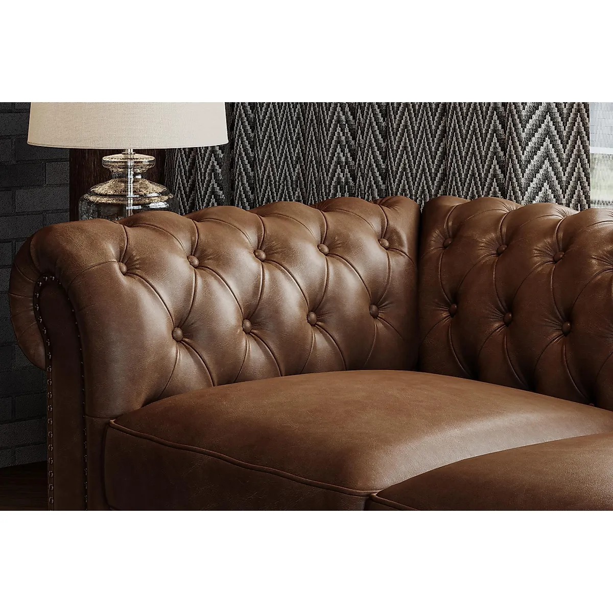 Valencia Parma Chesterfield 3 Seater Sofa 82" | Premium Full-Aniline Leather | Mid-Century Leather Couch with Classic Button Tufted Back, Wood Legs for Living Room, Chocolate