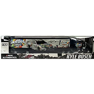 ACTION 2021 Kyle Busch #18 Two Sided Different Images Zombies On One Side Halloween Opposite Side Racing Hauler Tractor Trailer Semi Transporter Truck Rig 1/64 Scale Metal Cab, Plastic Trailer