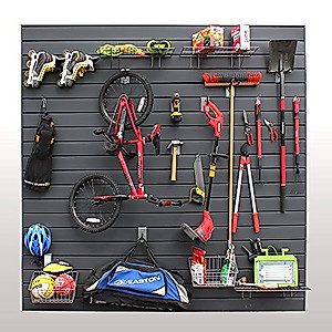 Proslat 88105 Heavy Duty PVC Slatwall Garage Organizer, 8-Feet by 4-Feet Section, 10 Panels, Charcoal (Dark Grey)