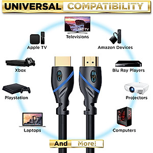 60ft (18.3M) High Speed HDMI Cable Male to Male with Ethernet Black (60 Feet/18.3 Meters) Supports 4K 30Hz, 3D, 1080p and Audio Return CNE622446