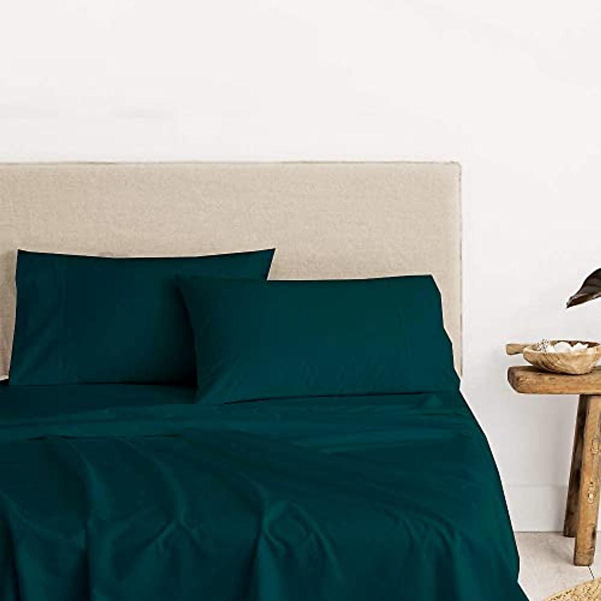 King Size 4 PCs Sheet Set - 400 Thread Count 100% Cotton - Deep Pocket with All Around Elastic on Fitted Sheet - Bedding for King Bed - Teal Green Solid