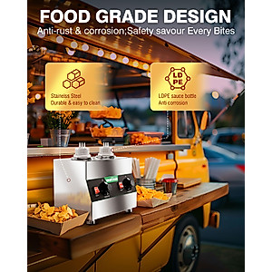 WantJoin Electric Sauce Warmer Dispenser - Countertop Stainless Steel Sauce Heat Preservation Machine 320W Hot Fudge Nacho Cheese Ketchup Chocolate Warmer for Commercial with 650ml Squeeze Bottle*2