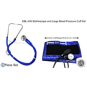 EMI EBL-430 Royal Sprague Stethoscope and Large Adult Cuff (See Large Cuff Size: 33 cm to 51 cm | 13 inch to 20 inch) Aneroid Sphygmomanometer Manual Blood Pressure Set