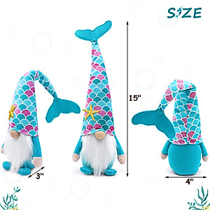 Upltowtme Mermaid Gnomes Couple Gnomes Christmas Birthday Gifts Beach Elf Dwarf Mermaid Handmade Scandinavian Home Ornaments Collections Farmhouse Decorations Set of 2