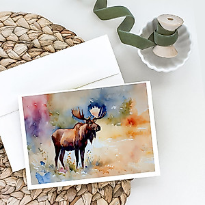Caroline's Treasures DAC2967GCA7P Moose Greeting Cards Pack of 8 Blank Cards with Envelopes Whimsical A7 Size 5x7 Blank Note Cards