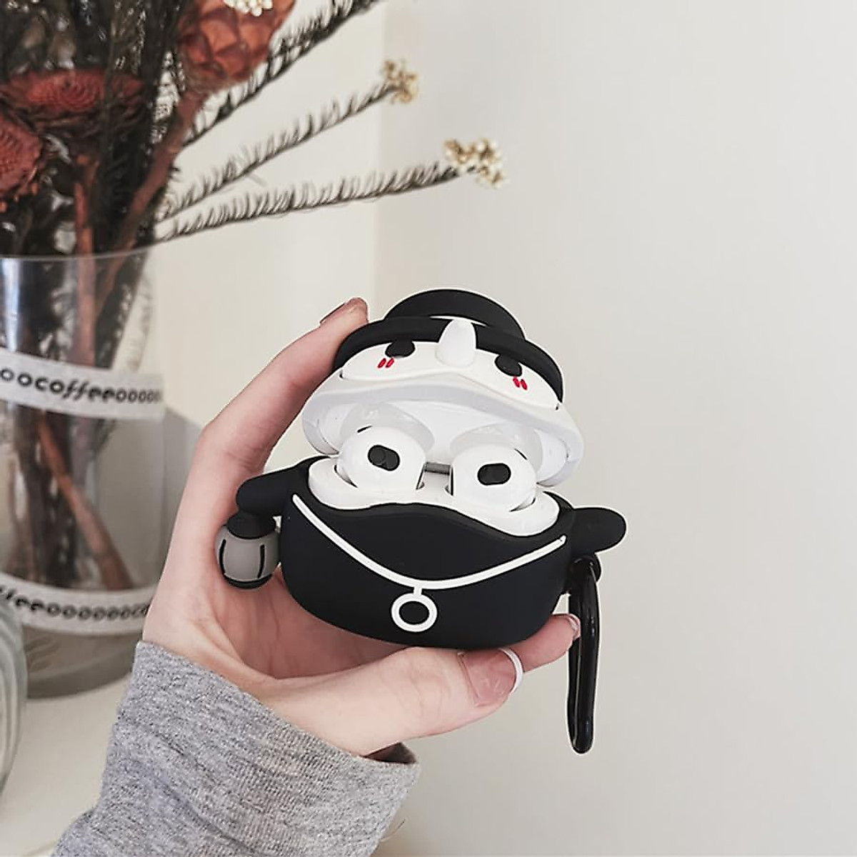 HooYiiok Airpod Case 2nd Generation,Cute Airpod Case 1st Generation Luminous Beak Doctor Design,Cool Kawaii Airpods Cases Cover with Keychain for Women Men (Black 1st/2nd Case)