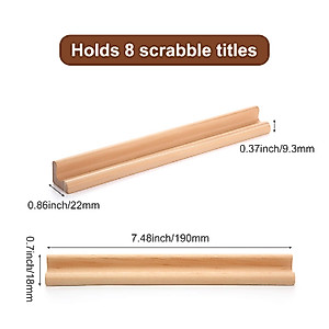 Gejoy 16 Pieces Wooden Tile Holders Replacement Rack Letter Racks Trays for Crafts and Game Stands