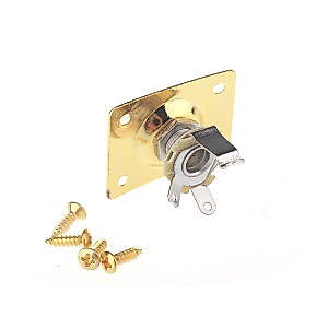 Musiclily 1/4" Rectangular Guitar Output Jack Plate Input Jack Socket Plate for Les Paul LP Tele Style Electric Guitar Bass, Gold