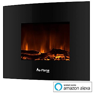 e-Flame USA Sundance Curved Wall Mounted or Freestanding LED Electric Fireplace with Remote - Adjustable, Timer, Remote - 22-inch
