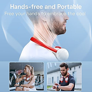 Portable Neck Fan - Hands-free Neck Fan with lights, 3 Wind Speeds, 4 Lights Modes, Rechargeable USB Personal Neck Fan, Flexible Hose - 360° Adjustable Bladeless Neck Fan for Outdoor, Sports, Travel
