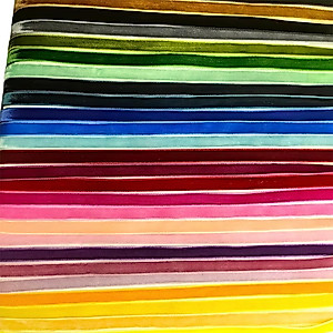 Chenkou Craft 30 Yards 3/8" Velvet Ribbon Total 30 Colors Assorted Lots Bulk (Multicolored, 3/8"(10mm))