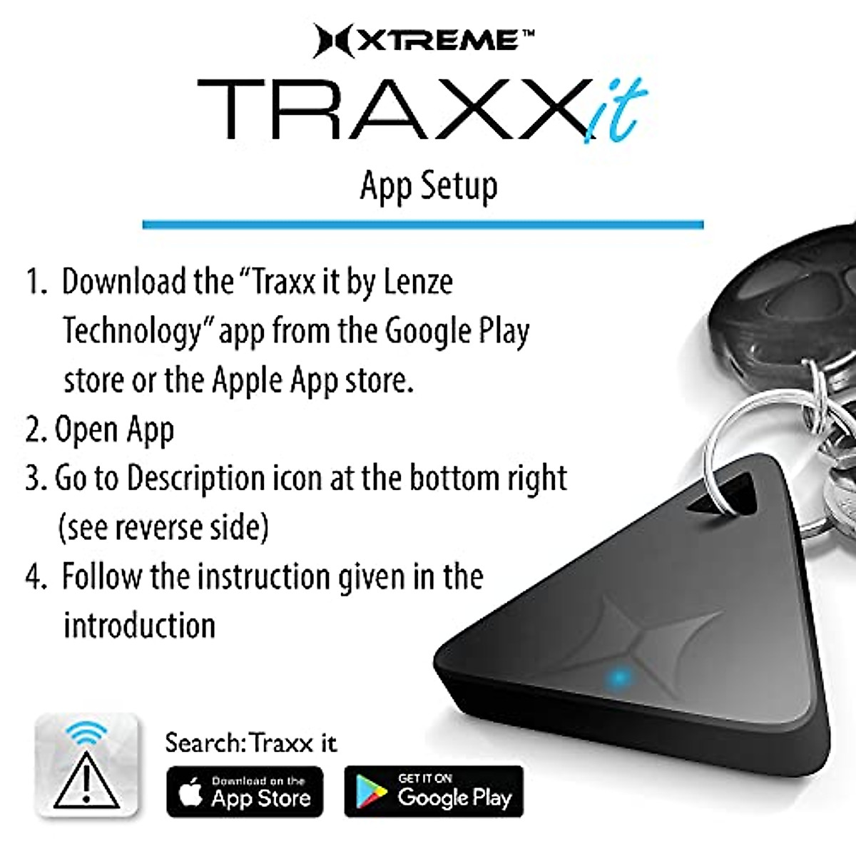 Xtreme Bluetooth Tracker, 1-Pack, Compact and Discreet, Item Locator For Bags, Suitcases, Backpacks, Luggage, Keys, Traxx It App Available