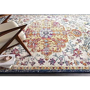 Livabliss Odelia Vintage Bohemian Area Rug,7'10" x 10'3",Orange/Navy