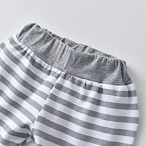 Velopvice Infant Baby Boys Clothes Long Sleeve Striped Hoodie Pants Outfit Set (0-3 Months, Grey)