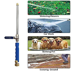 High Pressure Power Washer wand, Hydro Jet Water Hose Nozzle,Watering Sprayer Cleaning Tool, Wand Lance for Gutter Patio Car Pet Window Glass Blue