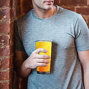 QWEUIOP 20oz Insulated Travel Coffee Mug Cartoon Honey Pattern Stainless Steel Tumbler with Lid Double Wall Vacuum Coffee Cup For Hot and Cold Drinks14157