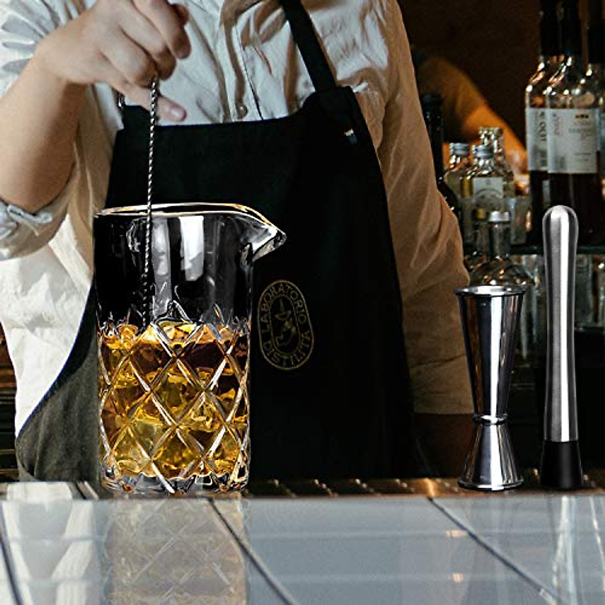 Lighten Life Cocktail Mixing Glass,20oz Mixing Glass with Thick Bottom,Premium Old Fashioned Bar Mixer Glass for Stirring Drinks,Professional Stirring Glass Cocktail beaker